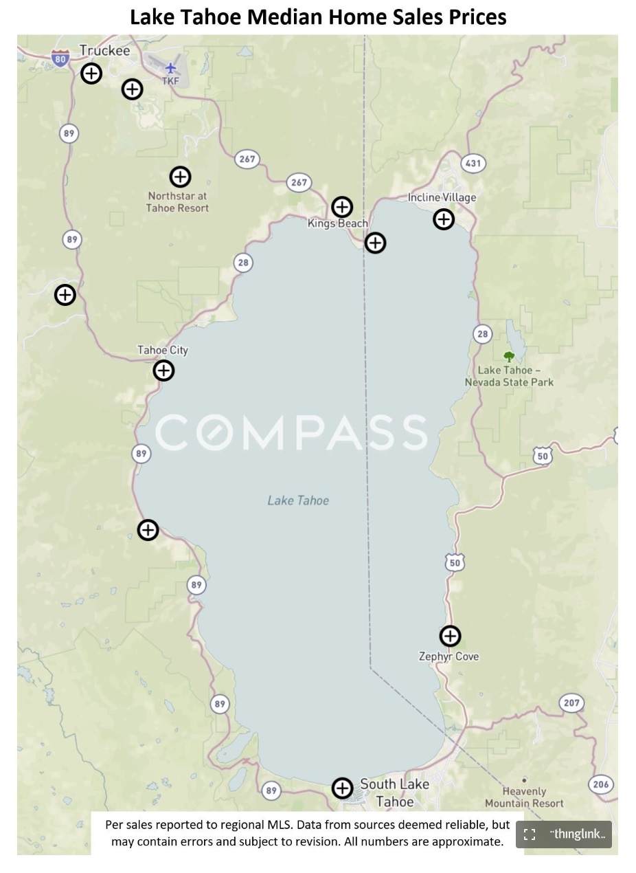 LAKE TAHOE AREAS PRICE MAP - Paradise Real Estate